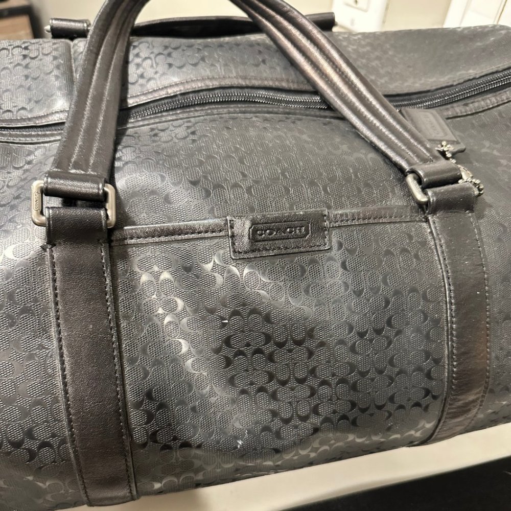 Coach Heritage Signature Duffle Bag (Black Leather) - Gem